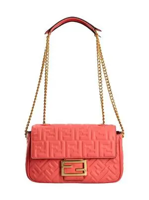 Fendi Baguette Chain Midi Shoulder Bag - Red