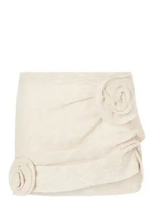 Magda Butrym Magda Butrym Draped Floral Mini Skirt Beige