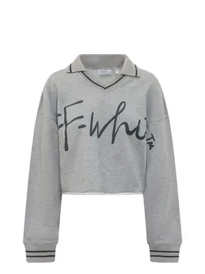 Off-White Off-White Logo Print V-Neck Sweatshirt Gray