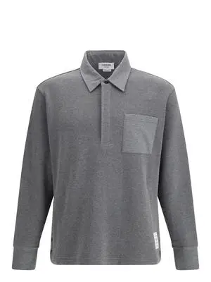 Thom Browne Logo Patch Polo Shirt - Medium Gray