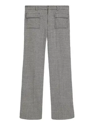 JOSEPH Houndstooth Wool Casual Pants - Ivory/arabica