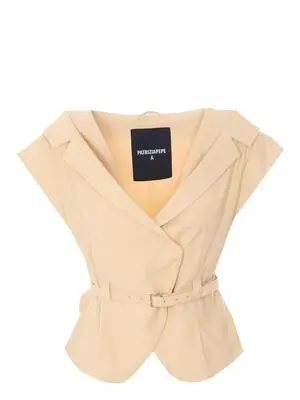 Patrizia Pepe Sleeveless Belted Blazer - Nude