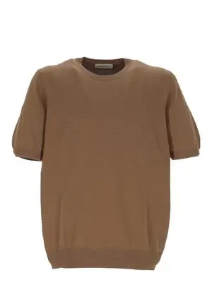 GRAN SASSO Short Sleeve Knit Sweater - Brown