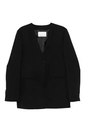 THE FRANKIE SHOP Long-sleeved Casual Jacket With Button Closure And Patch Pockets - Black