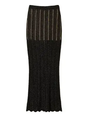 TWINSET Knitted Maxi Skirt With Openwork Hem - Black