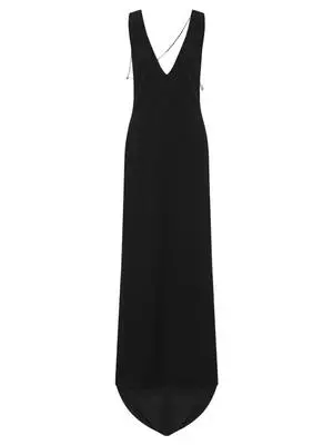 Moschino Sleeveless V-neck Maxi Dress With Chain Detail And Open Back - Black