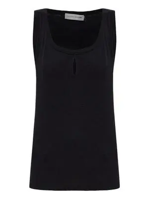 Victoria Beckham Round Neck Sleeveless Draped Top - Black