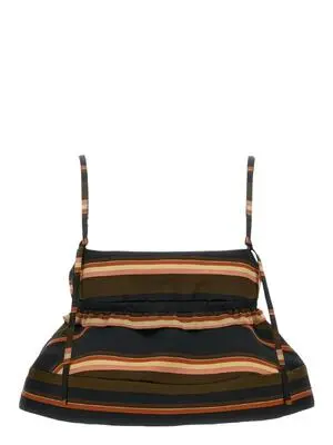 Sacai Striped Ruched Camisole Top - Black