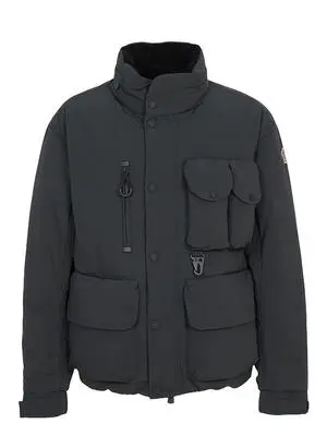 Moncler Long-sleeved Down Jacket With Stand-up Collar - Black