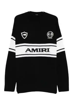 Amiri Logo Stripe Crew Neck Sweater - Black