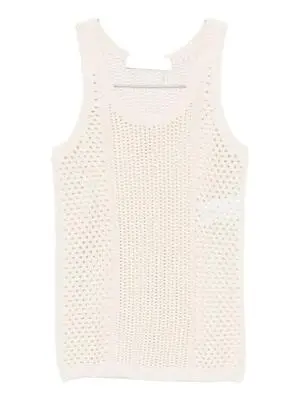 GOLDEN GOOSE Sleeveless Knit Top With Logo Patch - White
