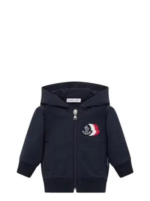 Moncler Tricolor Logo Zip-up Hoodie - Navy Blue