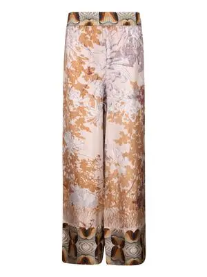 PIERRE-LOUIS MASCIA Printed Wide-leg Pants - Beige