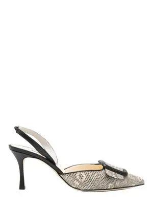 Manolo Blahnik Maysli Buckled Pointed Toe Pumps - Nude