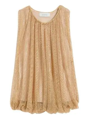 Sportmax Sleeveless Crystal-embellished Mesh Top - Camel