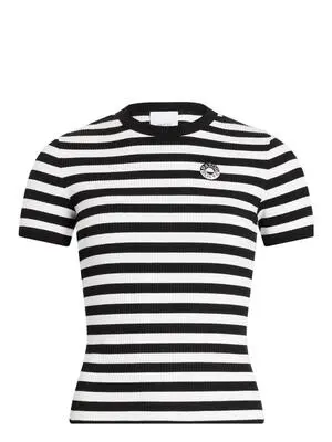 PATOU Ribbed Striped T-shirt With Round Neck - Black