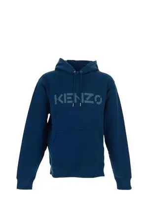 Kenzo Logo-print Cotton Hoodie - Blue