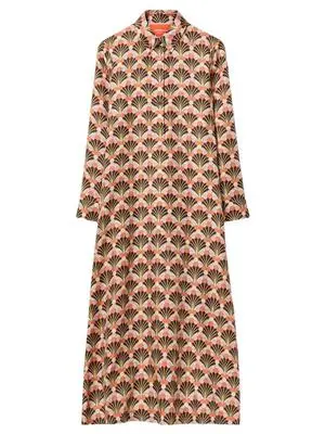 La DoubleJ La Double J Silk Twill Printed Shirt Dress Brown