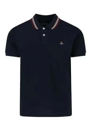 VIVIENNE WESTWOOD Vivienne Westwood Logo Embroidered Short Sleeve Polo Shirt Blue