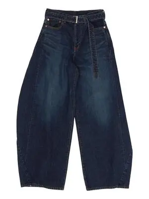 Sacai Wide-leg Denim Jeans With Decorative Belt - Black