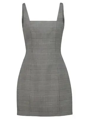 Balmain Balmain Sleeveless Mini Dress With Square Neckline Gray