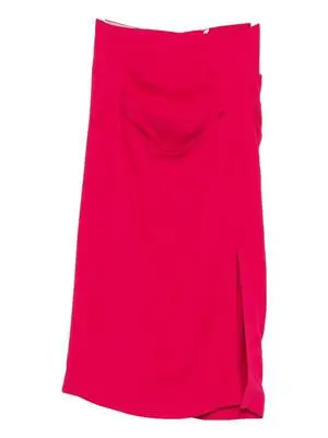 Valentino Garavani Zipped Midi Skirt With Pleated Details And Slit - Red