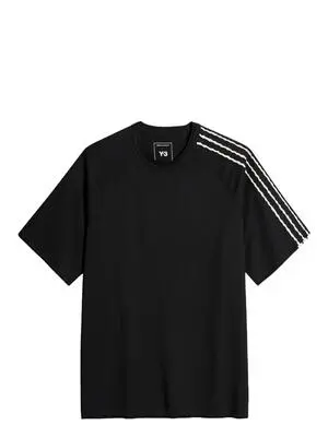 Y3 Raw Edge 3-stripes Short-sleeved T-shirt - Black