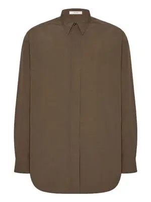 THE ROW Nilo Poplin Shirt - Nut Brown
