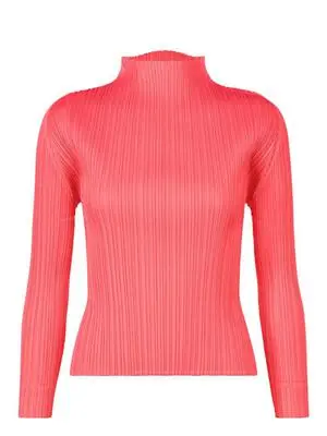 PLEATS PLEASE BY ISSEY MIYAKE Long Sleeve Mock Neck Top - Pink