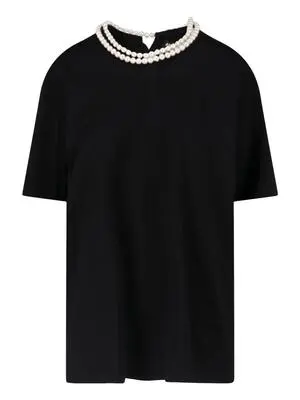 Junya Watanabe Short Sleeve Top With Pearl Embellishment - Black