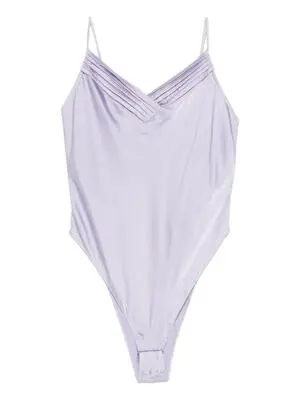 FORTE_FORTE V-neck Ruched Bodysuit - Lilac