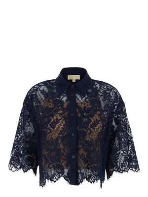 Michael Kors Lace Cropped Shirt - Black