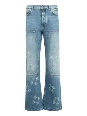 Amiri Ma Quad Carpenter Floral-detail Denim Jeans - Blue