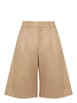 YVES SALOMON Yves Salomon Pleated Leather Shorts Beige