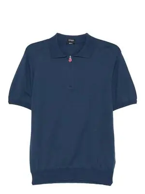 Kiton Short-sleeved Zip-up Polo Shirt - Blue