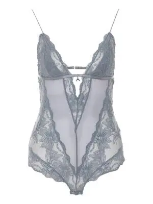 Patrizia Pepe Lace Sheer Bodysuit - Gray