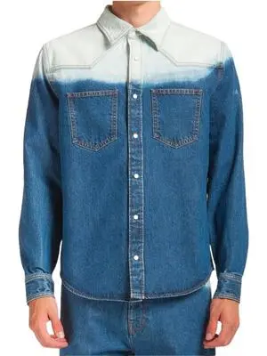Marni Dip-dye Curved Hem Denim Shirt - Blue