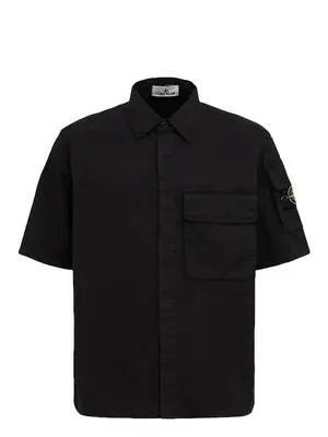 Stone Island Stretch Cotton Twill Shirt - Black