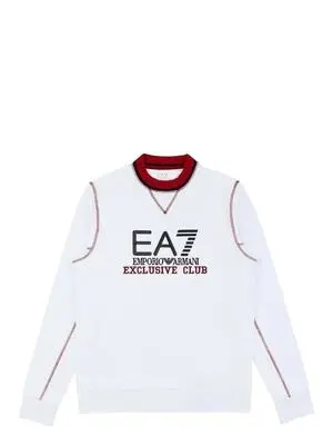 EA7 Logo Crew Neck Sweater - White
