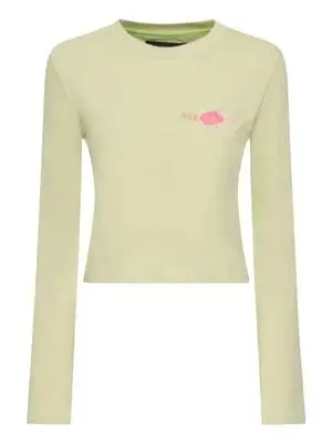 Andersson Bell Crazy Fish Long-sleeve Cotton T-shirt - Light Green