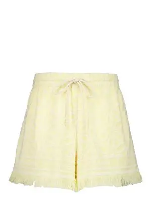 Zimmermann Coco Fringed Jacquard Shorts - Light Yellow