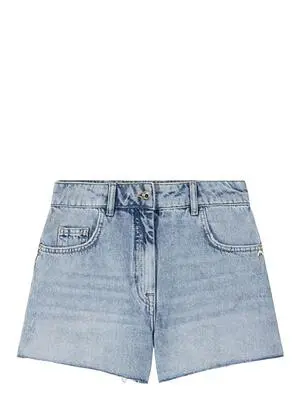 Patrizia Pepe Denim Shorts With Frayed Hem - Gray