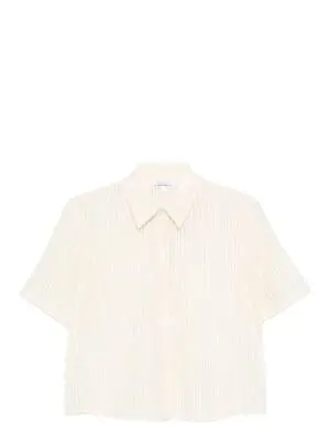Patrizia Pepe Striped Short Sleeve Shirt - White