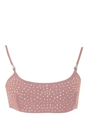 Patrizia Pepe Crystal Embellished Cropped Top - Pink