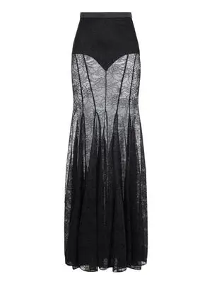 Elisabetta Franchi Sheer Lace Maxi Skirt - Black