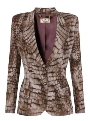 Elisabetta Franchi Printed Crêpe Blazer - Cocoa