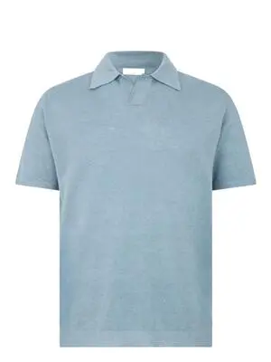 ROBERTO COLLINA Linen Knit Polo Shirt - Blue
