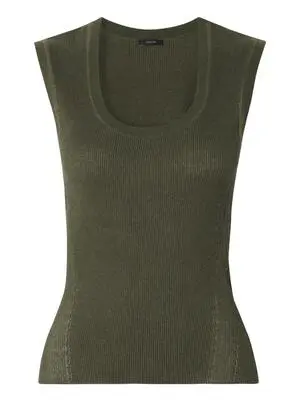 JOSEPH Alaou Ribbed Vest - Military Green
