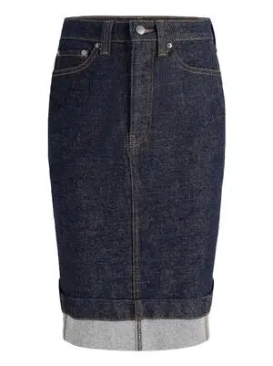 Khaite Kendra Cuffed Denim Skirt - Benson