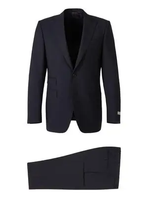 Canali  Long-sleeved Suit Jacket With Belt Loops And Trousers Suit Set Midnight Blue
